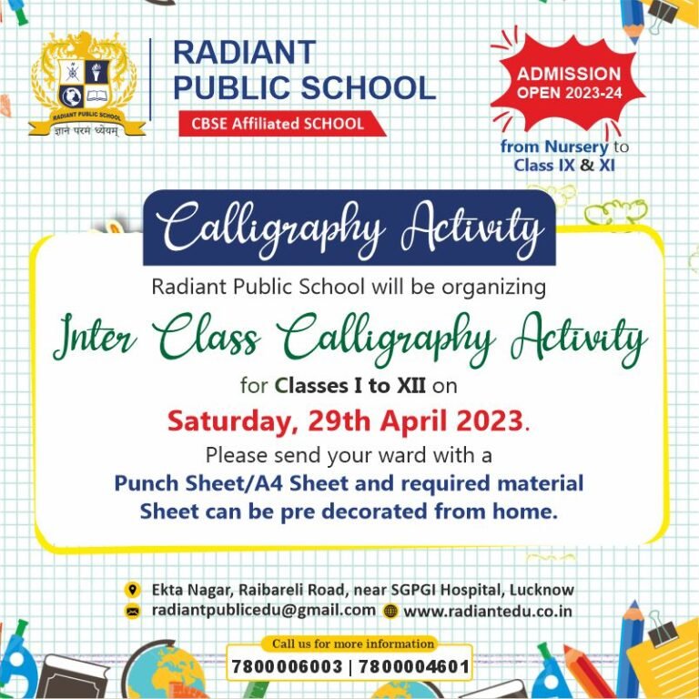 CALLIGRAPHY ACTIVITY - Radiant Public School Radiant Public School
